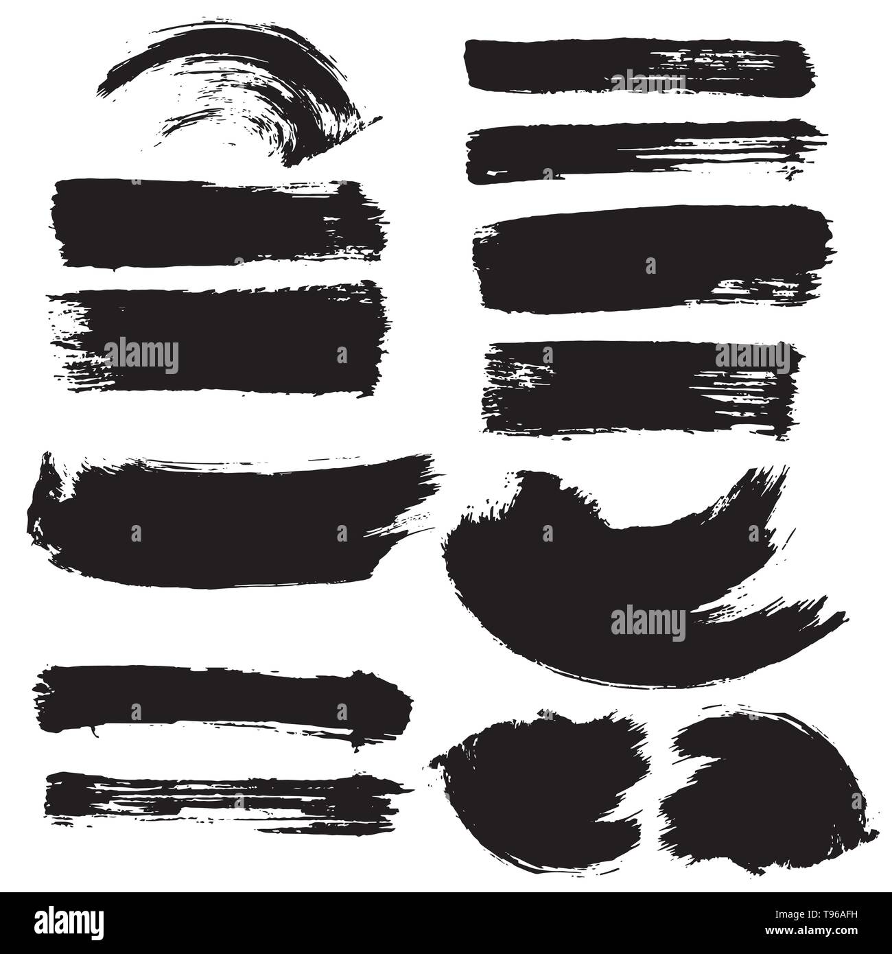 Brush strokes isolated. Ink painting. Set collection. Vector artwork ...