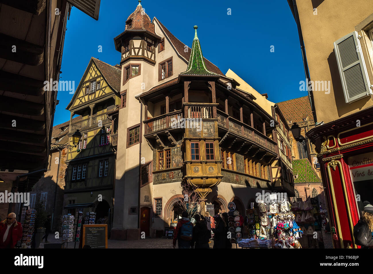 Colmar, Alsace, France, February 24, 2019. Cozy and beautiful streets ...