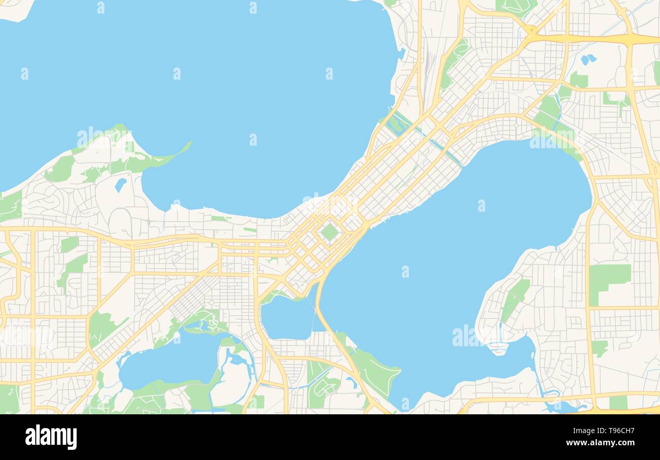 Madison Road Map Map Of Madison City, Wisconsin. Urban Black And White