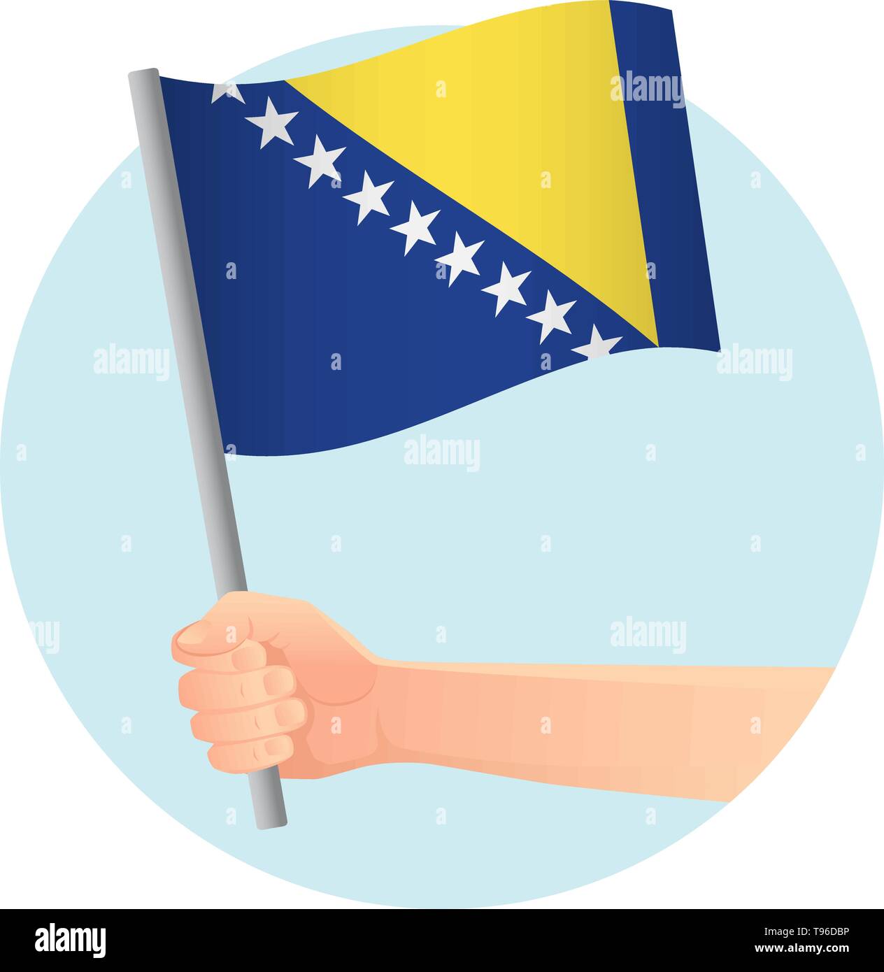 Bosnia and Herzegovina flag in hand. Patriotic background. National ...