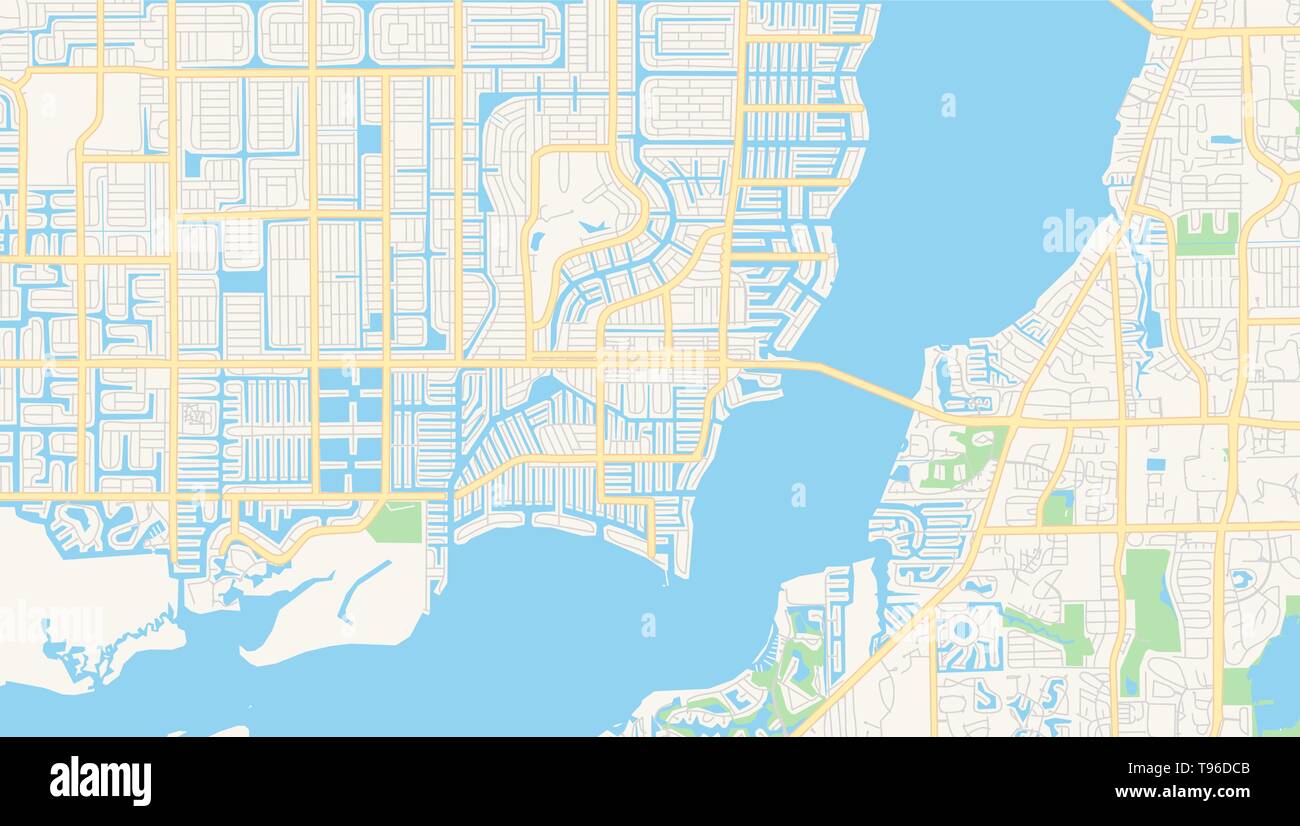 Empty Vector Map Of Cape Coral Florida Usa Printable Road Map