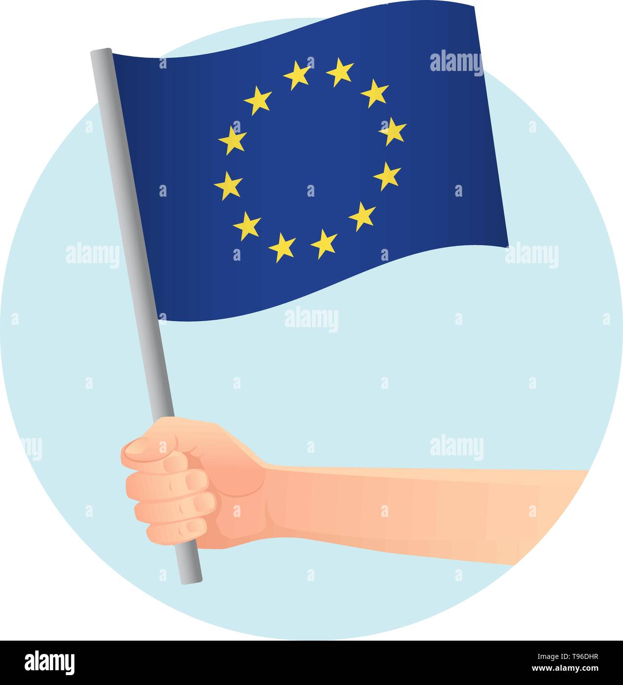 EU flag in hand. Patriotic background. Europe flag vector illustration ...