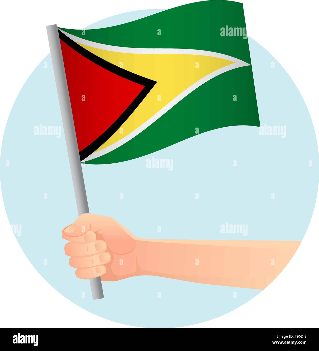 Guyana flag in hand. Patriotic background. National flag of Guyana vector illustration Stock ...