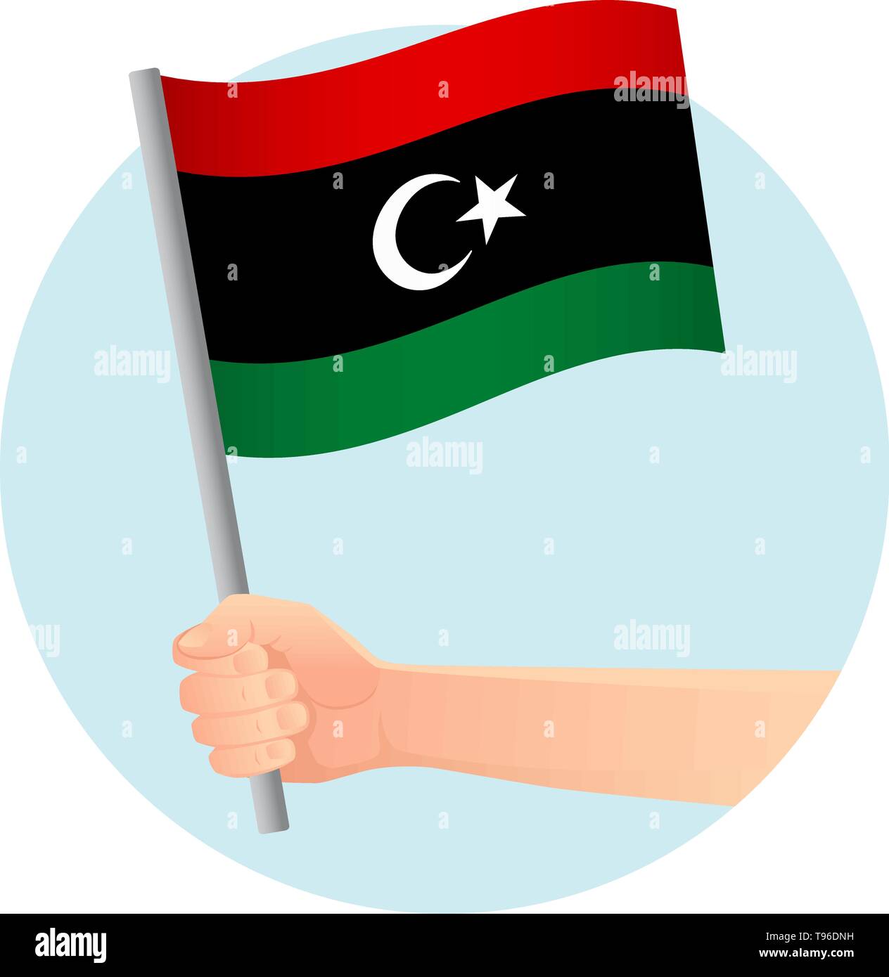libya flag in hand. Patriotic background. National flag of libya vector ...