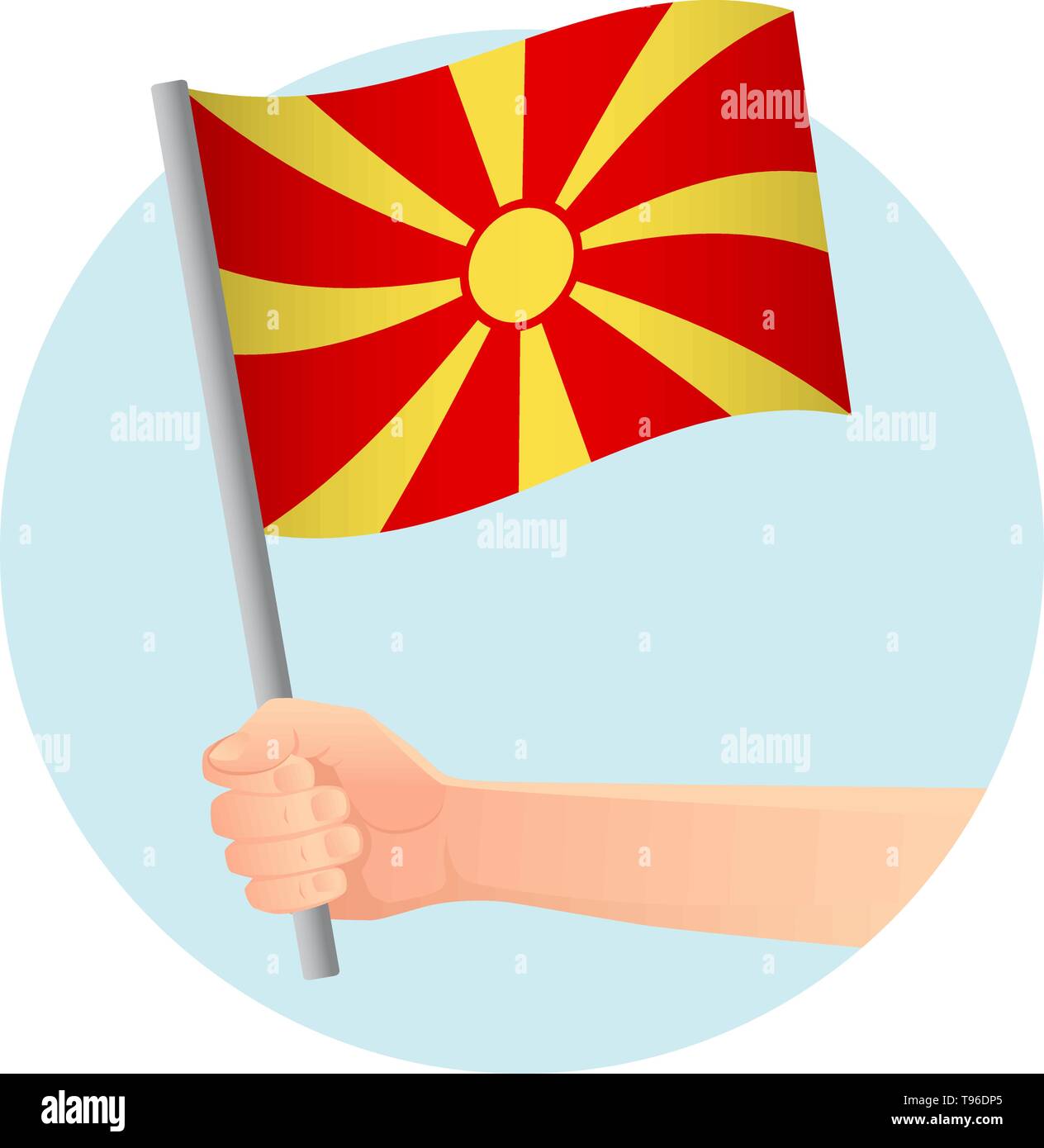Macedonia flag in hand. Patriotic background. National flag of ...