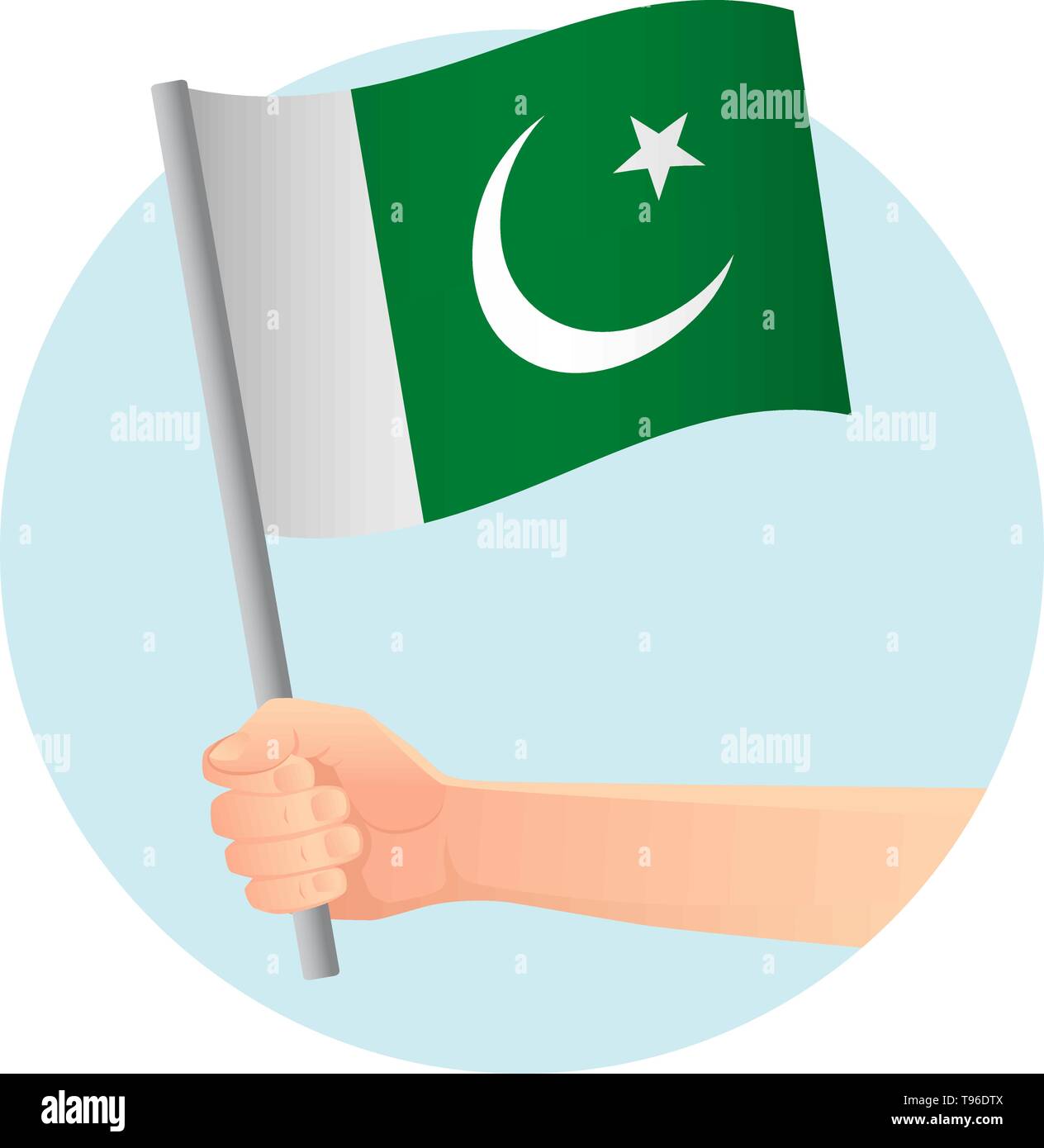 Pakistan flag in hand. Patriotic background. National flag of Pakistan ...