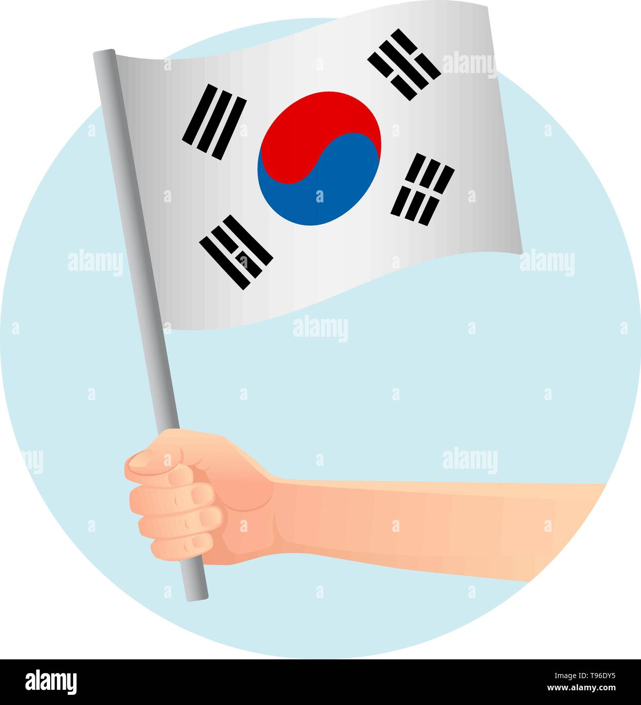 South Korea Flag In Hand Patriotic Background National Flag Of South