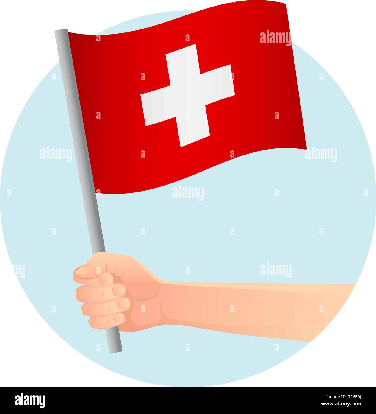Switzerland flag in hand. Patriotic background. National flag of ...