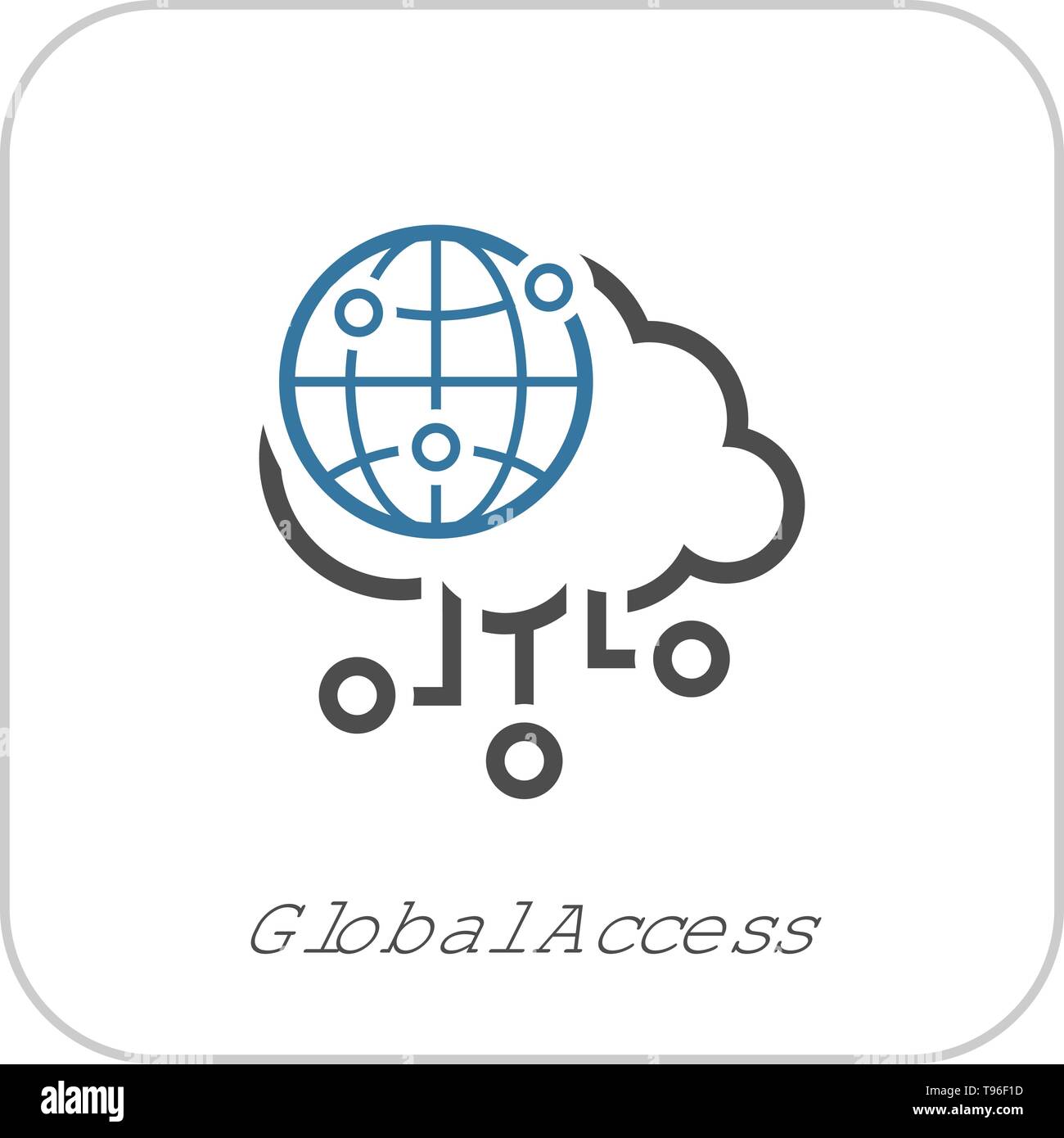 Simple Global Access Vector Line Icon with Globe symbol Stock Vector ...