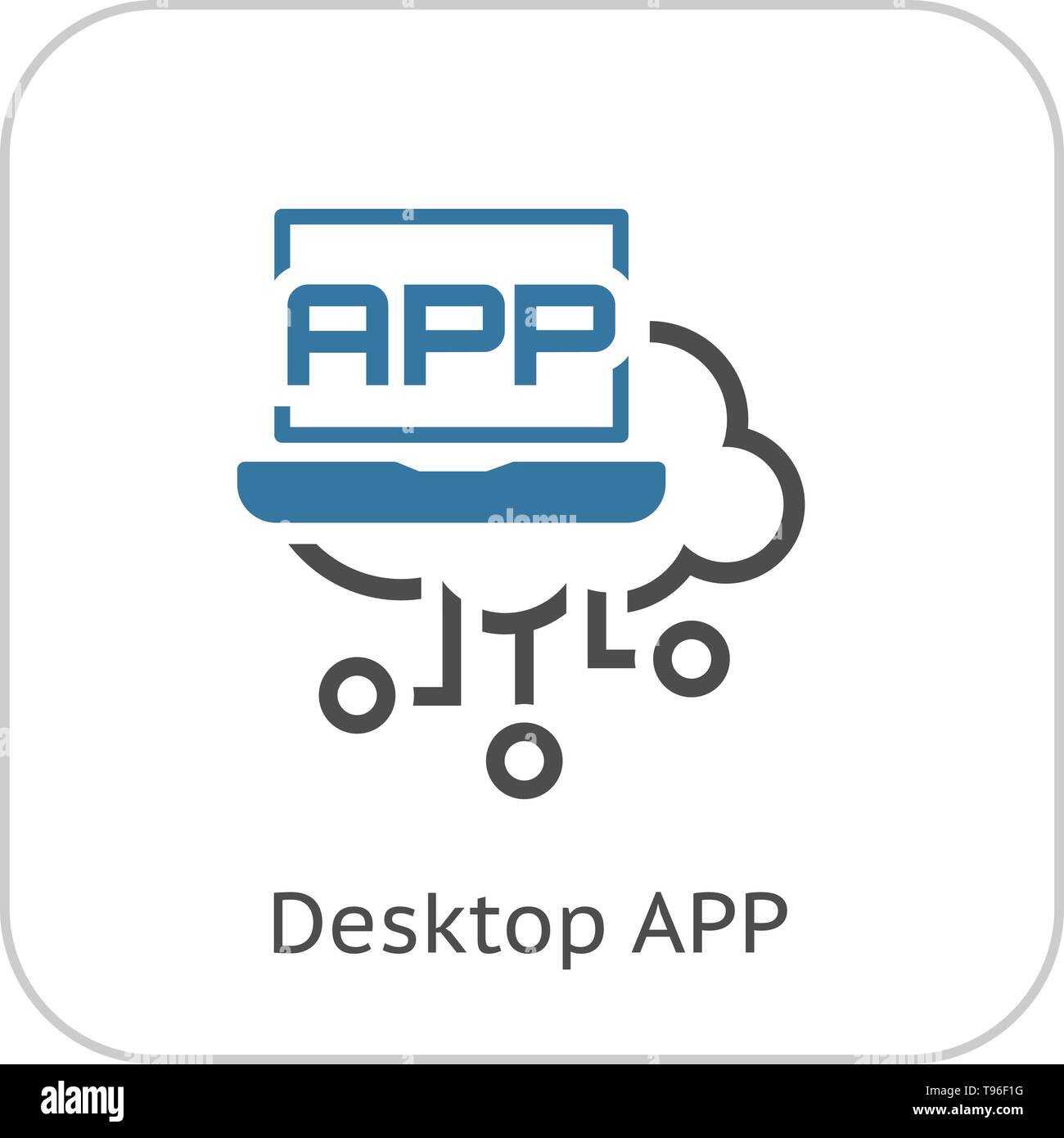 Simple Desktop App Vector Line Icon with Open Laptop Stock Vector Image ...