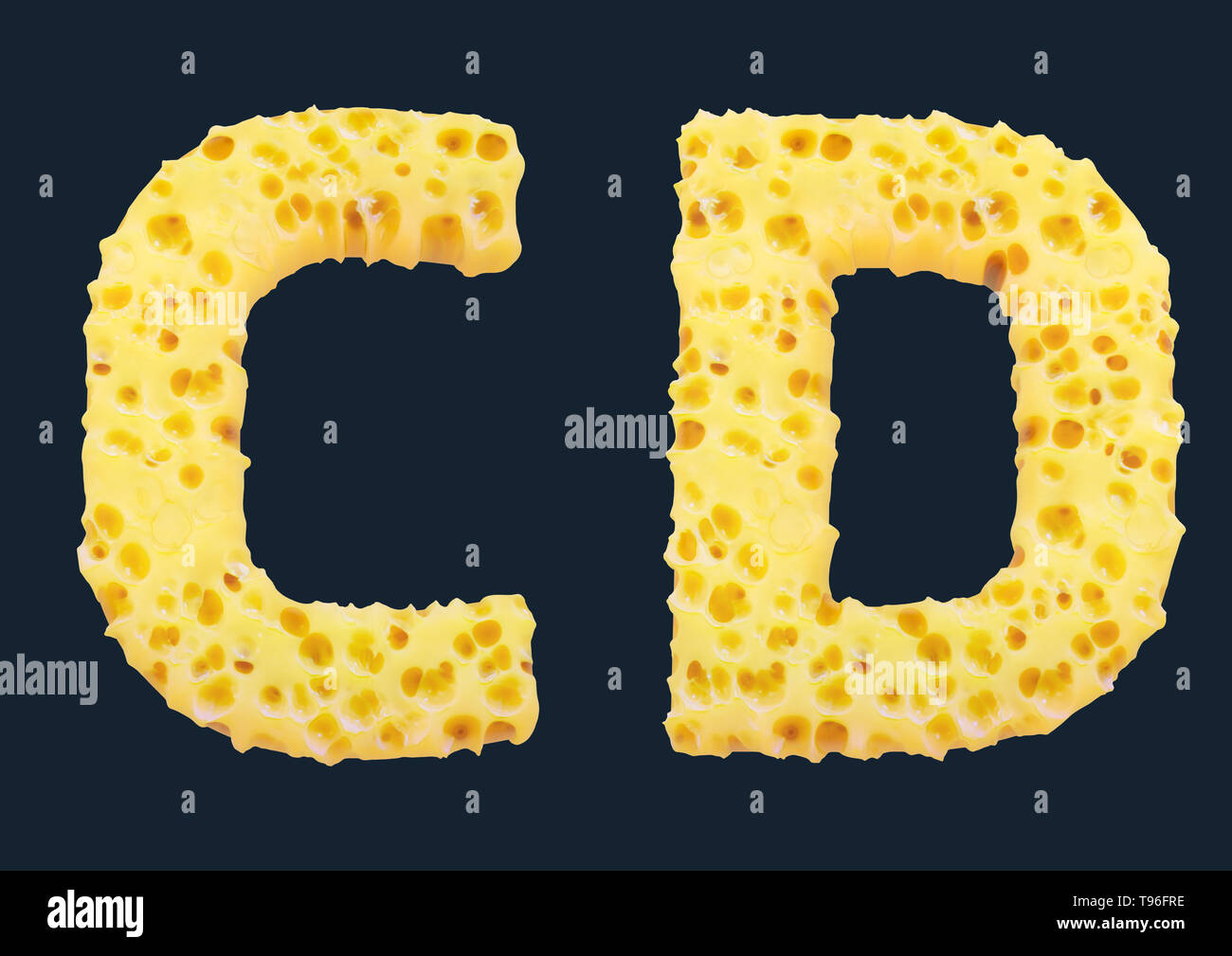 3D Render of Cheese Alphabet Stock Photo - Alamy