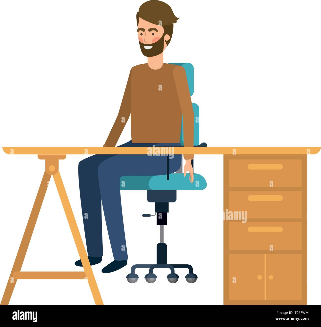 Image person sitting workspace Stock Vector Images - Alamy