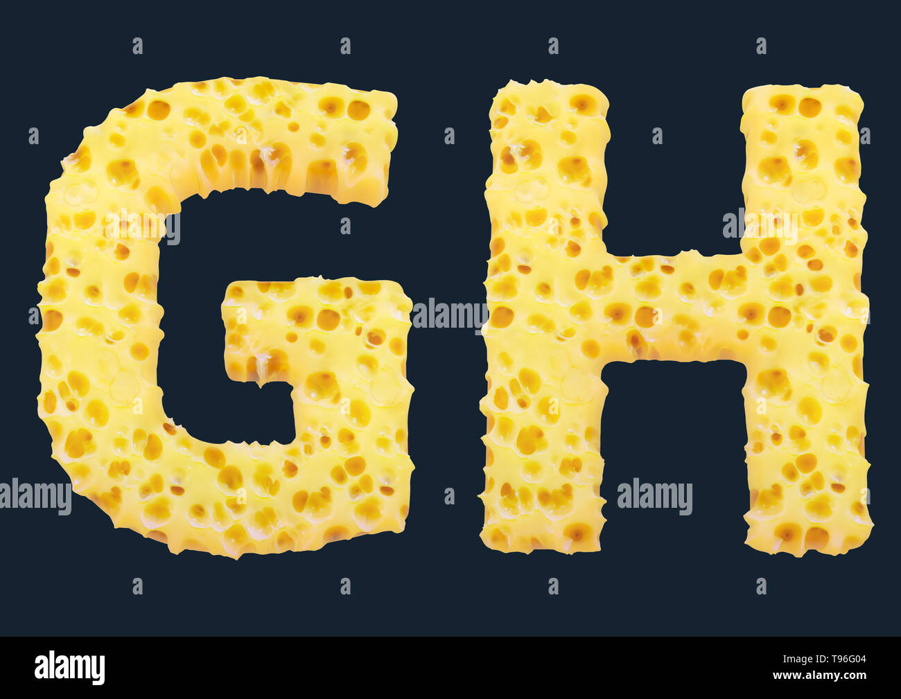 3D Render of Cheese Alphabet Stock Photo - Alamy