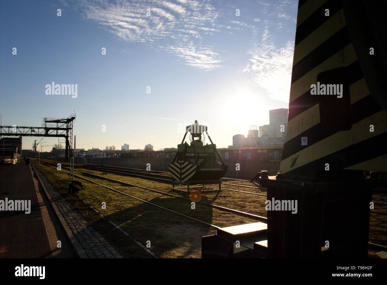 An old crane for loading cargo ships inside the port of Magdeburg Stock ...