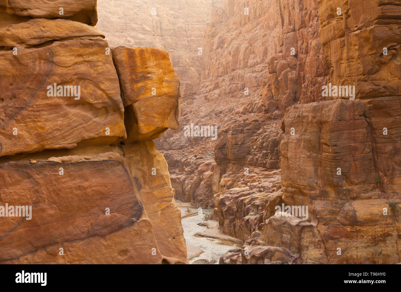 Cañón. Reserva Natural de Mujib. Valle del Rift. Mar Muerto. Jordania ...
