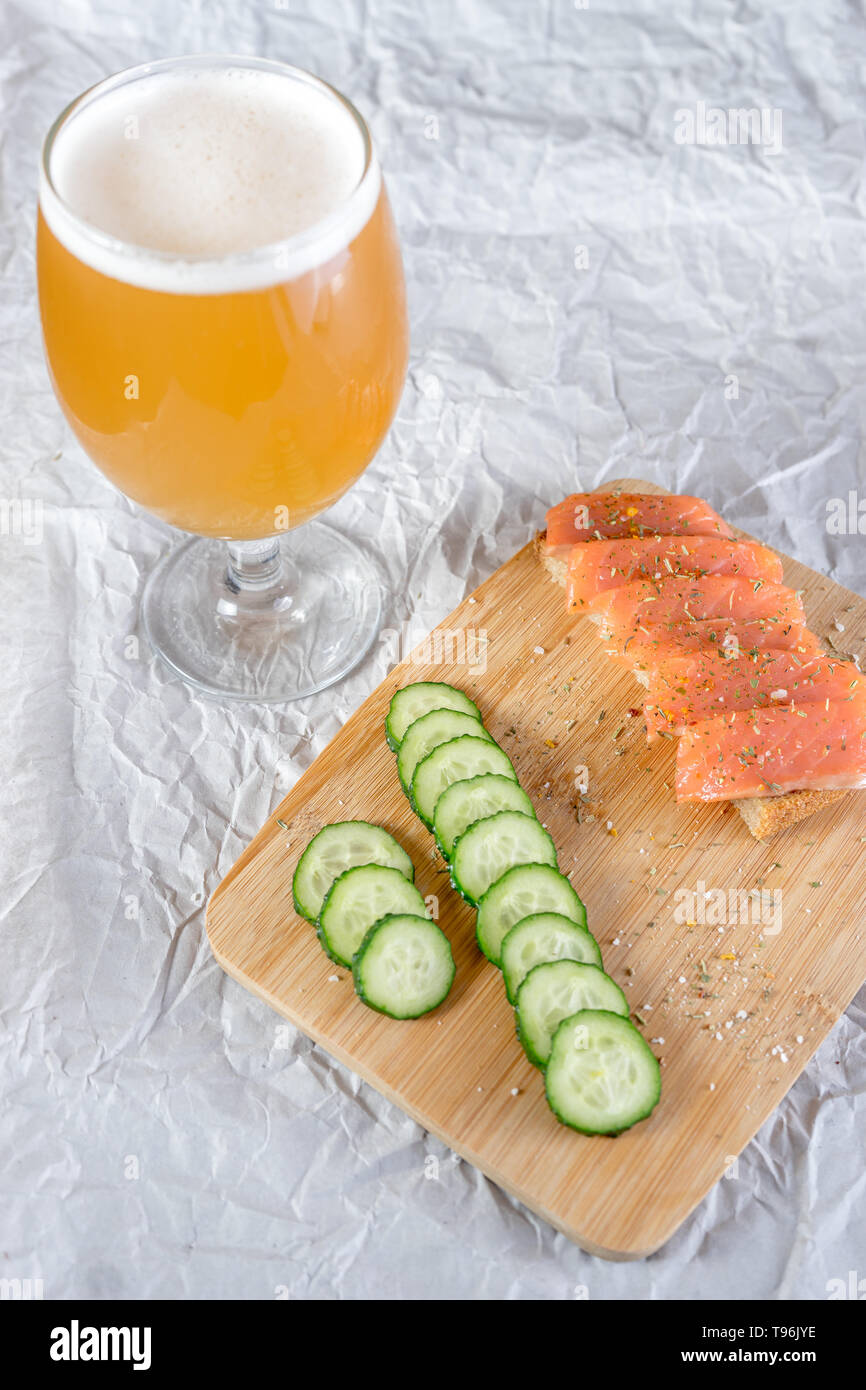 cold Beer and snacks on white background Stock Photo - Alamy