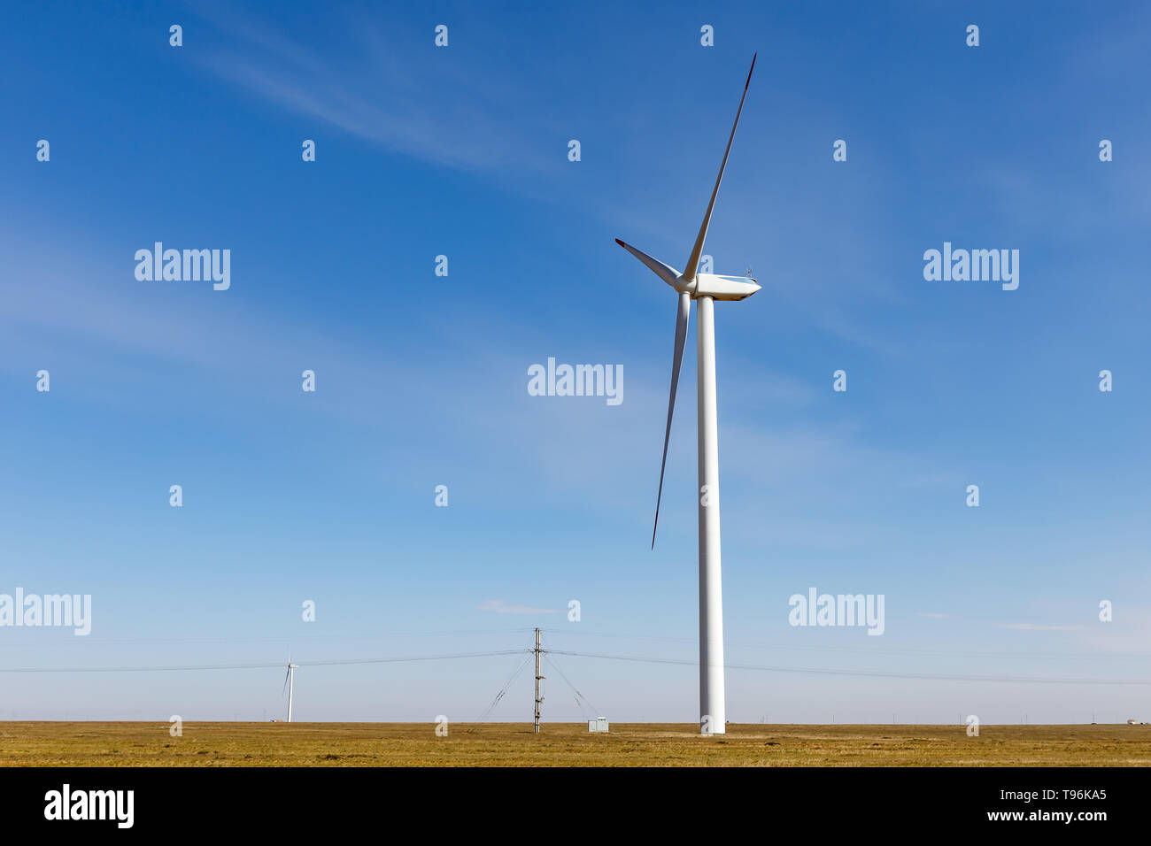 Modern wind turbine generating clean power. Wind turbine power source ...