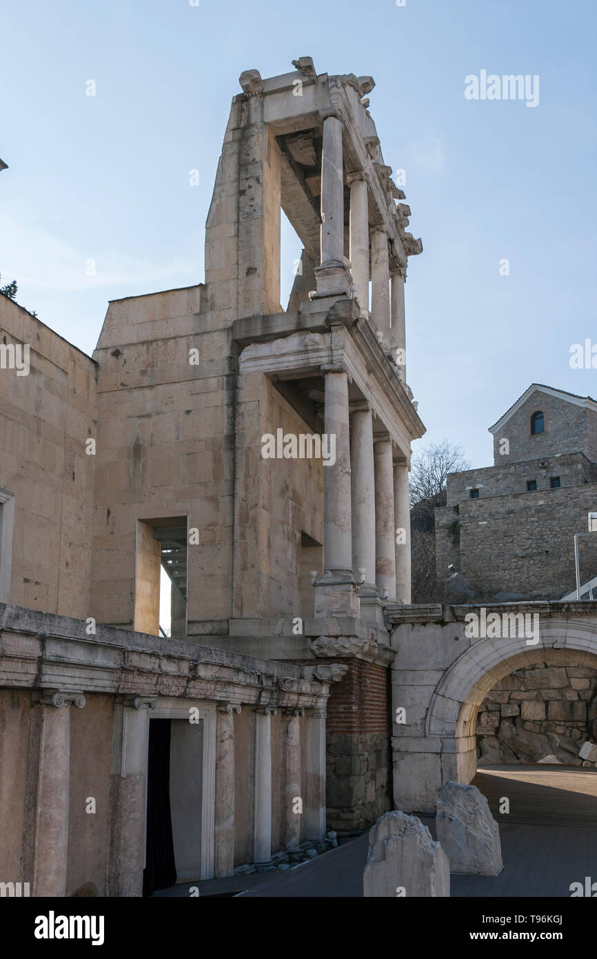 Ruins of Ancient Roman theater of Philippopolis in city of Plovdiv ...