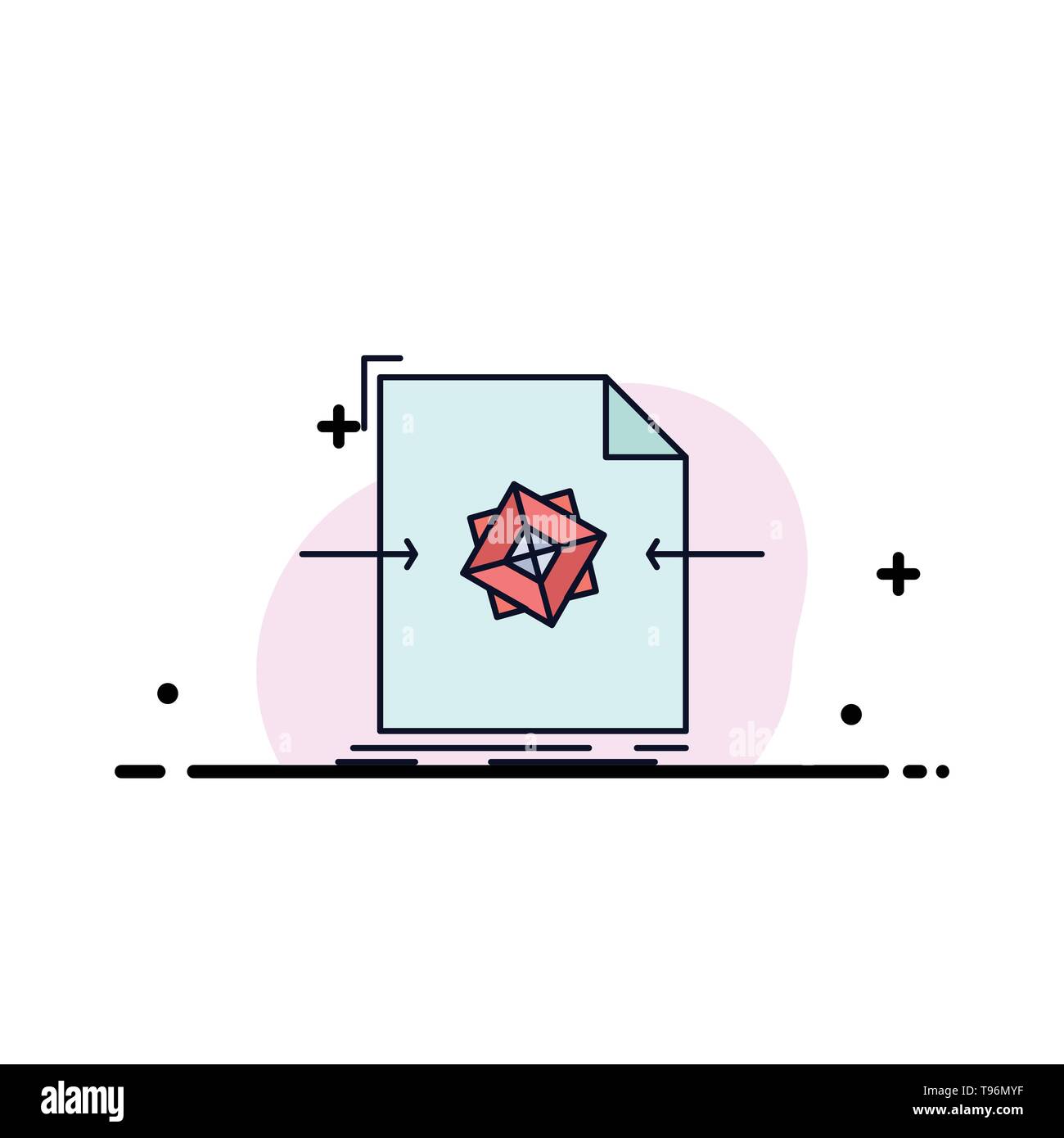 3d, document, file, object, processing Flat Color Icon Vector Stock ...