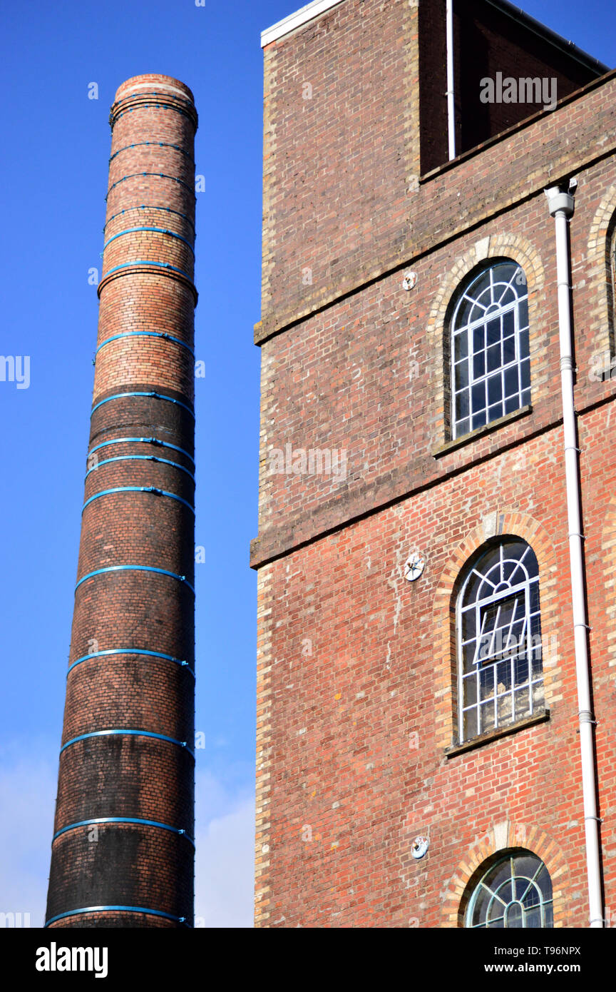 Factory with tall chimney of Paper Mill, Ivybridge, Devon Stock Photo ...