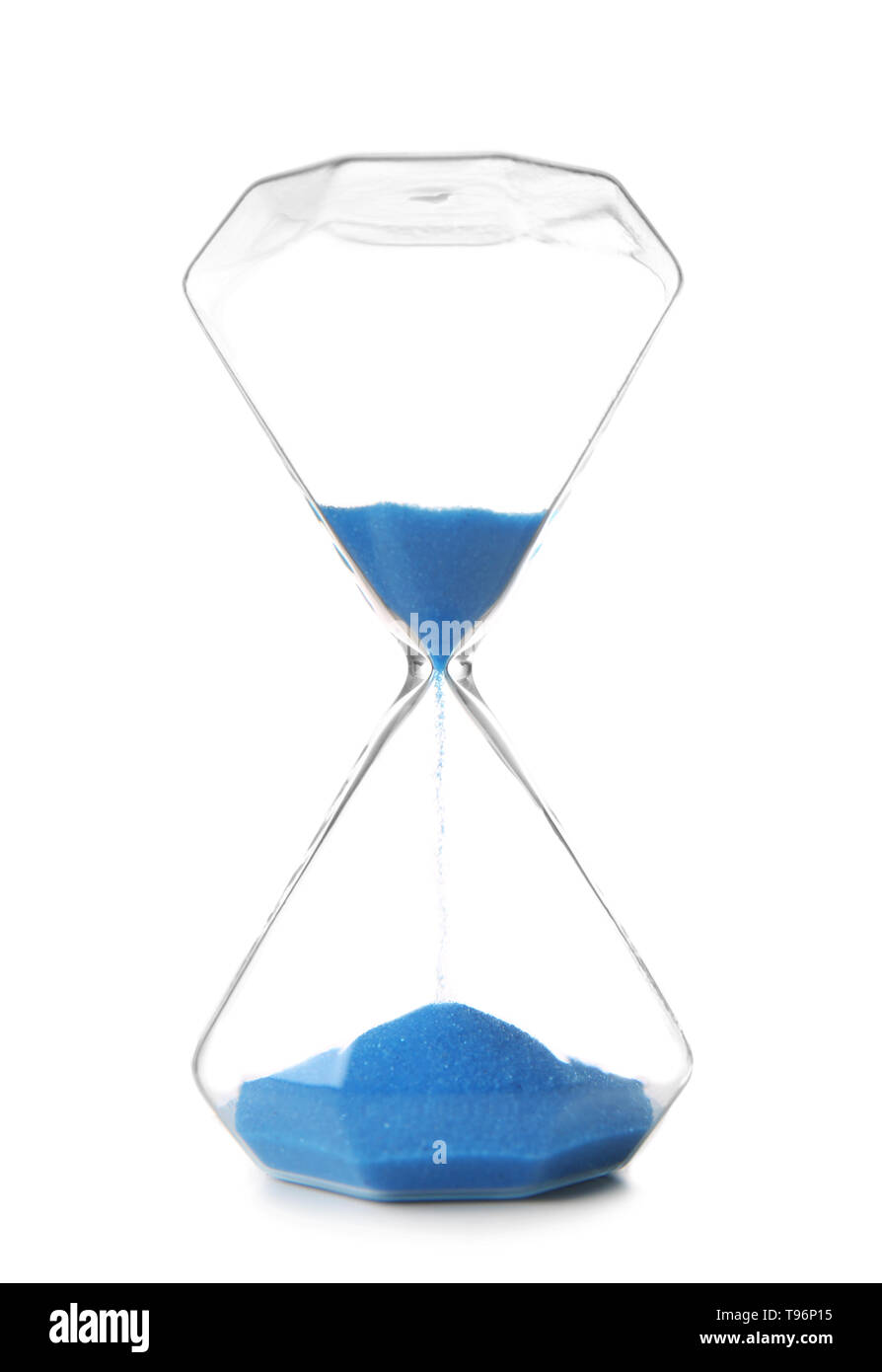 Crystal hourglass on white background Stock Photo - Alamy