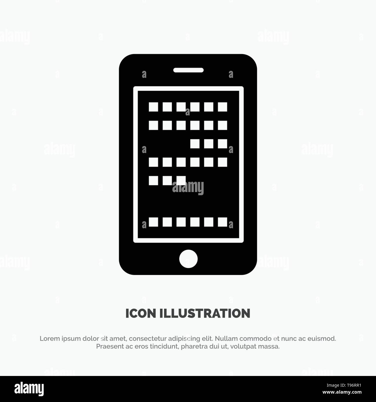 Mobile, Education, Cell, Coding Solid Black Glyph Icon Stock Vector ...