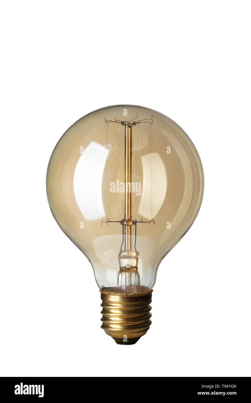 Retro light bulb on white background Stock Photo - Alamy