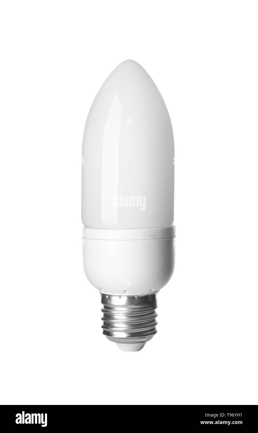 Modern light bulb on white background Stock Photo - Alamy