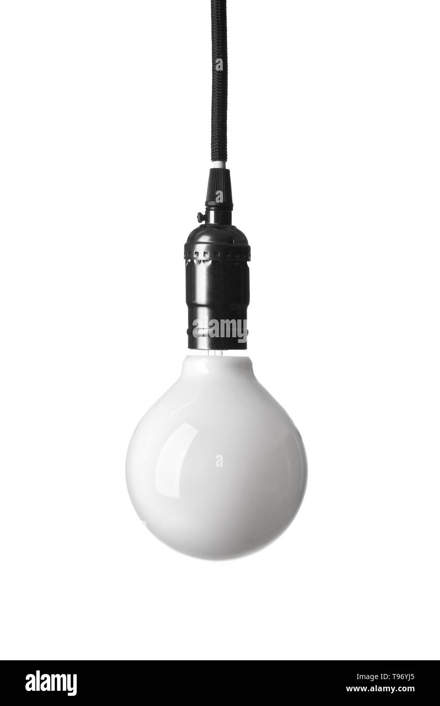 Modern light bulb on white background Stock Photo - Alamy