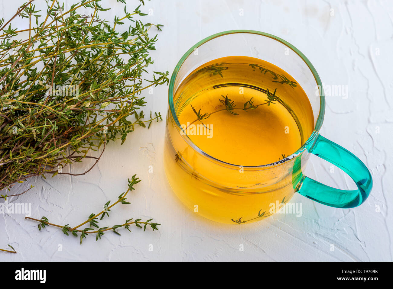 Infusion of thyme. Ingredient of Mediterranean cuisine and healing home ...
