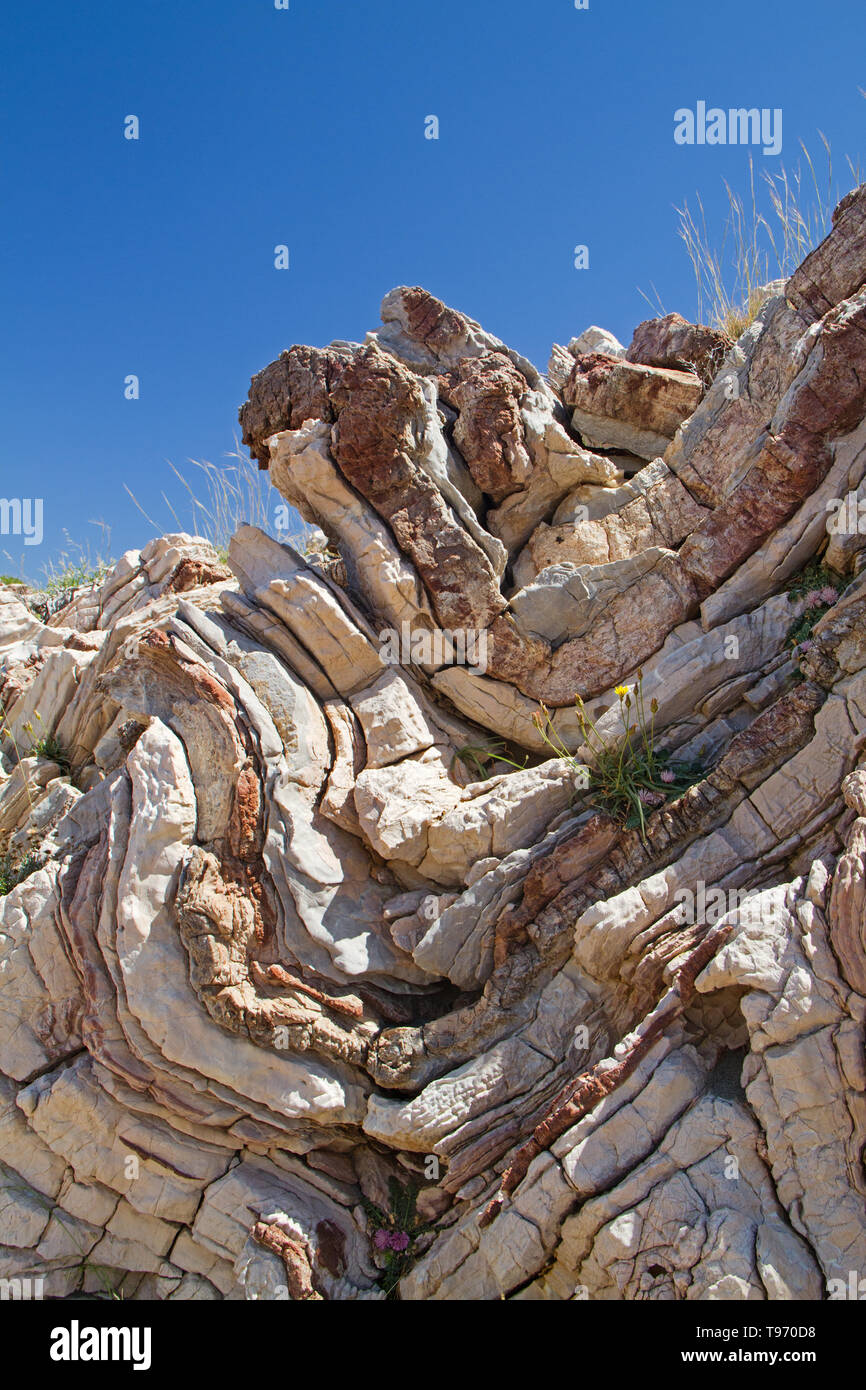 Folded limestone on Crete, Greece Stock Photo - Alamy