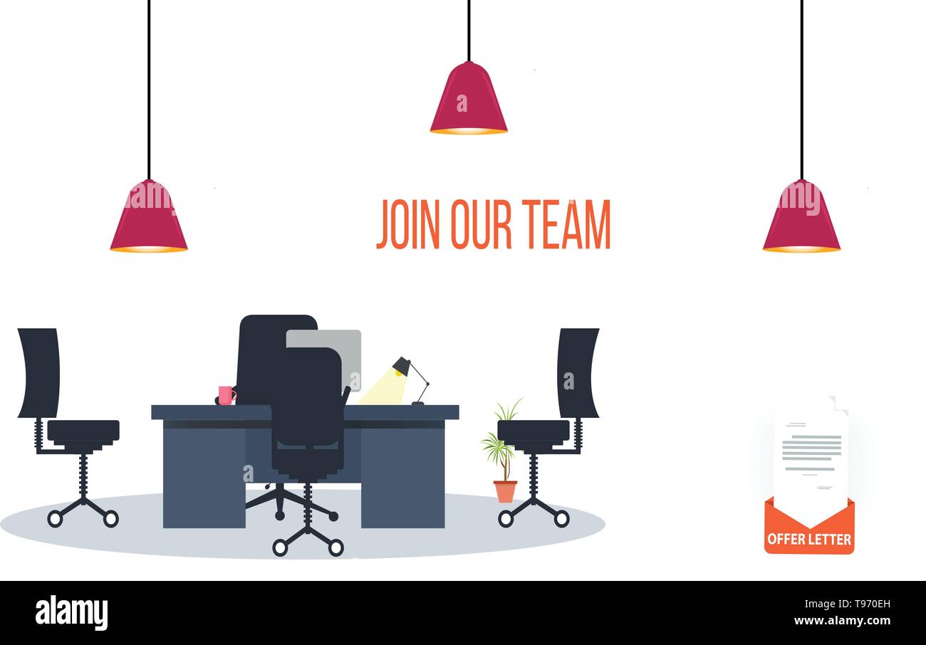 join our team concept with Office interior modern flat vector ...