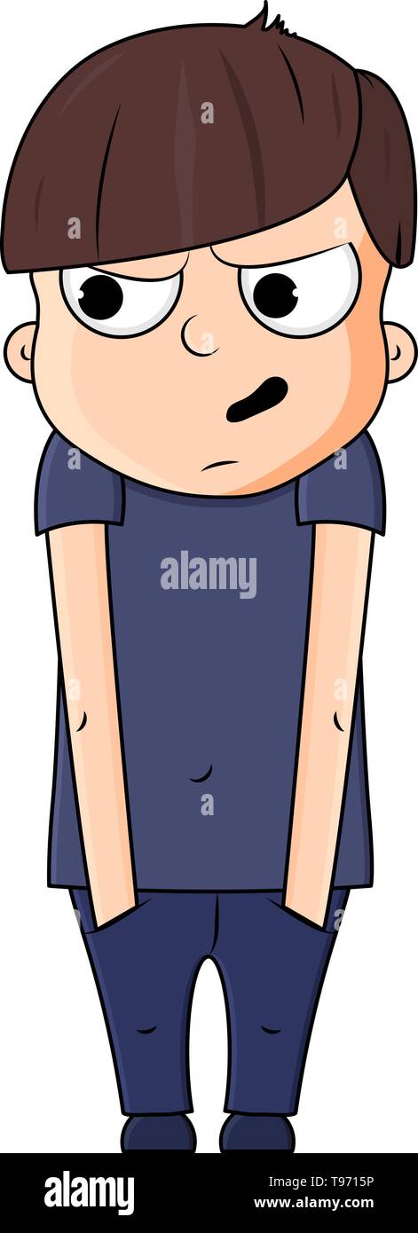 Cute cartoon boy with paranoid emotions. Vector illustration Stock ...