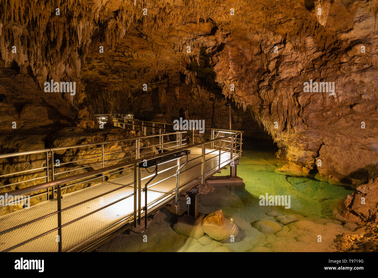 Gyokusendo Stalactite cave in Okinawa island, Japan. The cave was ...