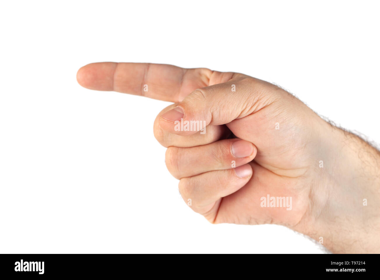 Pointing human hand isolated on white background. object Stock Photo ...