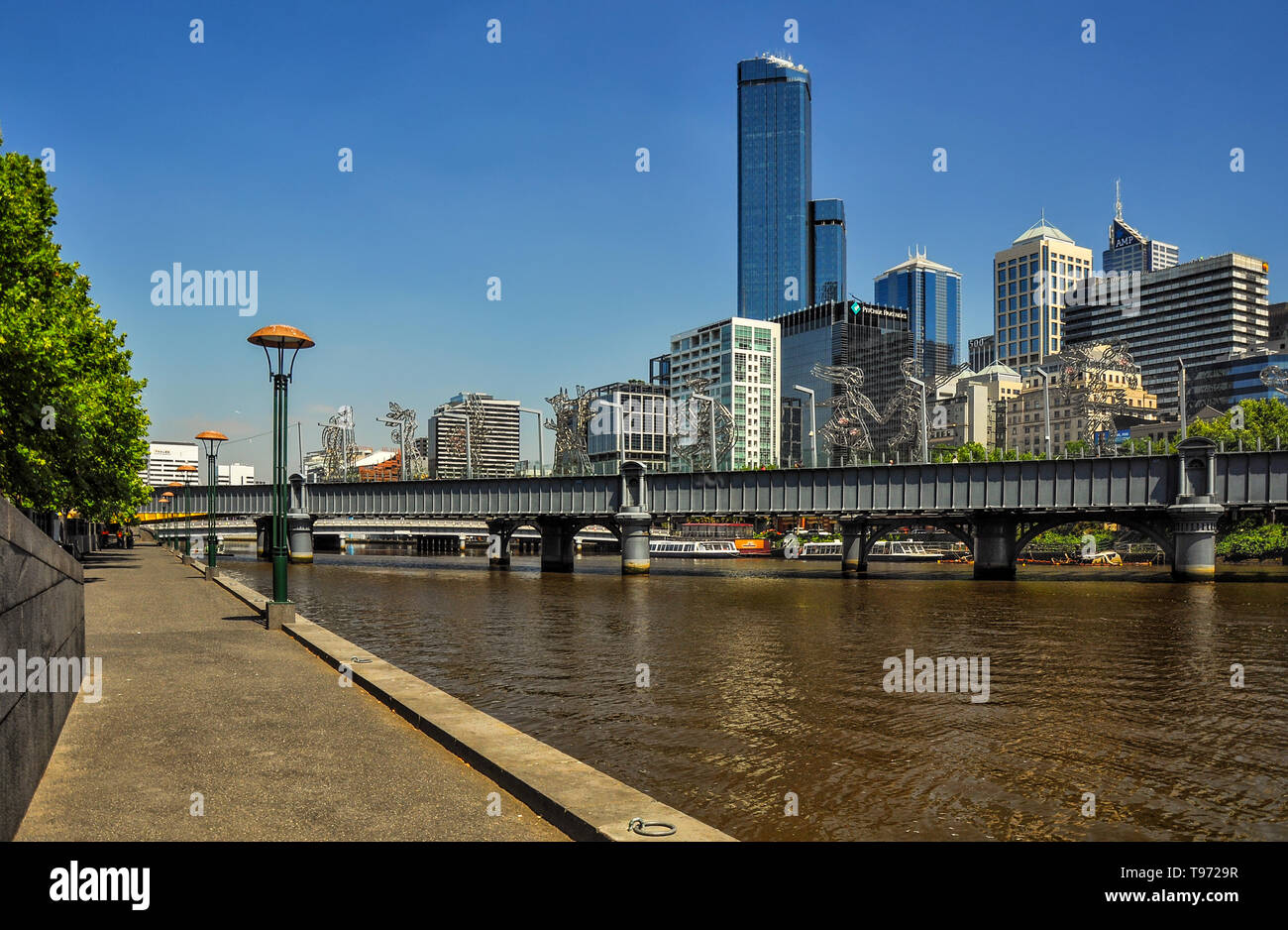 Melbourne, Australia, Victoria 18 December 2013. Pedestrian bridge ...