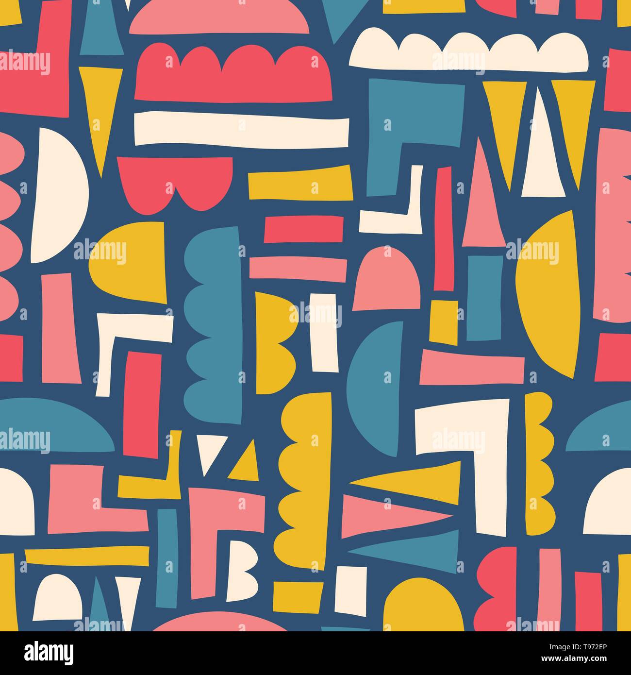 Abstract shapes seamless vector pattern paper cut out collage style ...