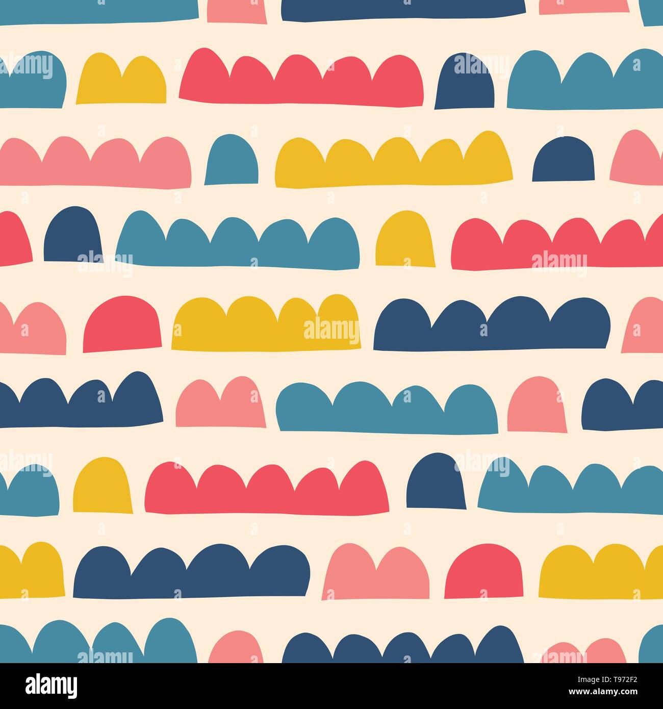 Kids abstract doodle shapes seamless vector pattern paper cut out ...