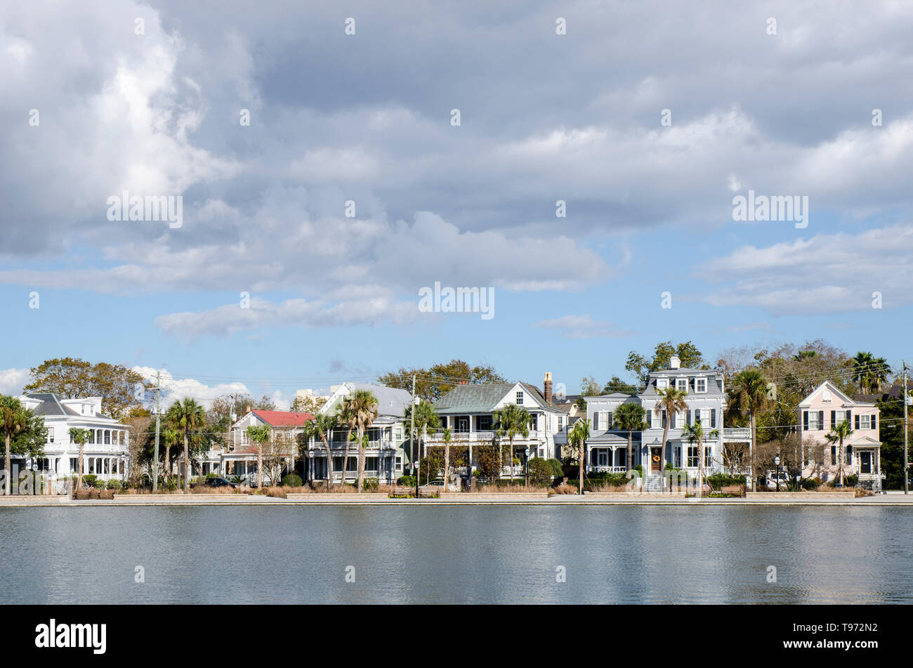 Historic Homes on Colonial Lake in Charleston, South Carolina Stock ...