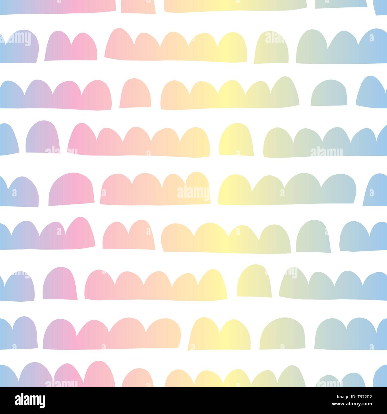 Abstract horizontal kids shapes rainbow colors seamless vector pattern ...