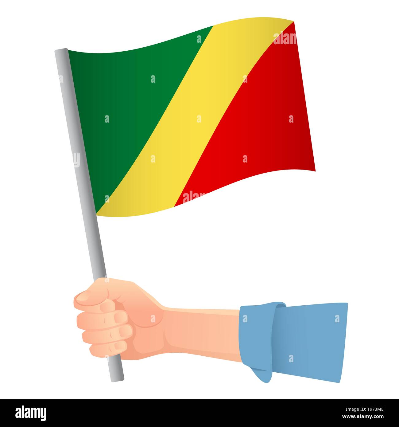 Congo flag in hand. Patriotic background. National flag of Congo ...