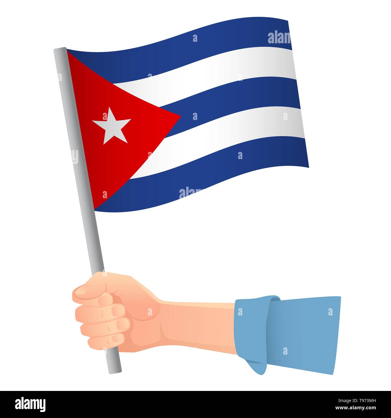 Cuba flag in hand. Patriotic background. National flag of Cuba ...