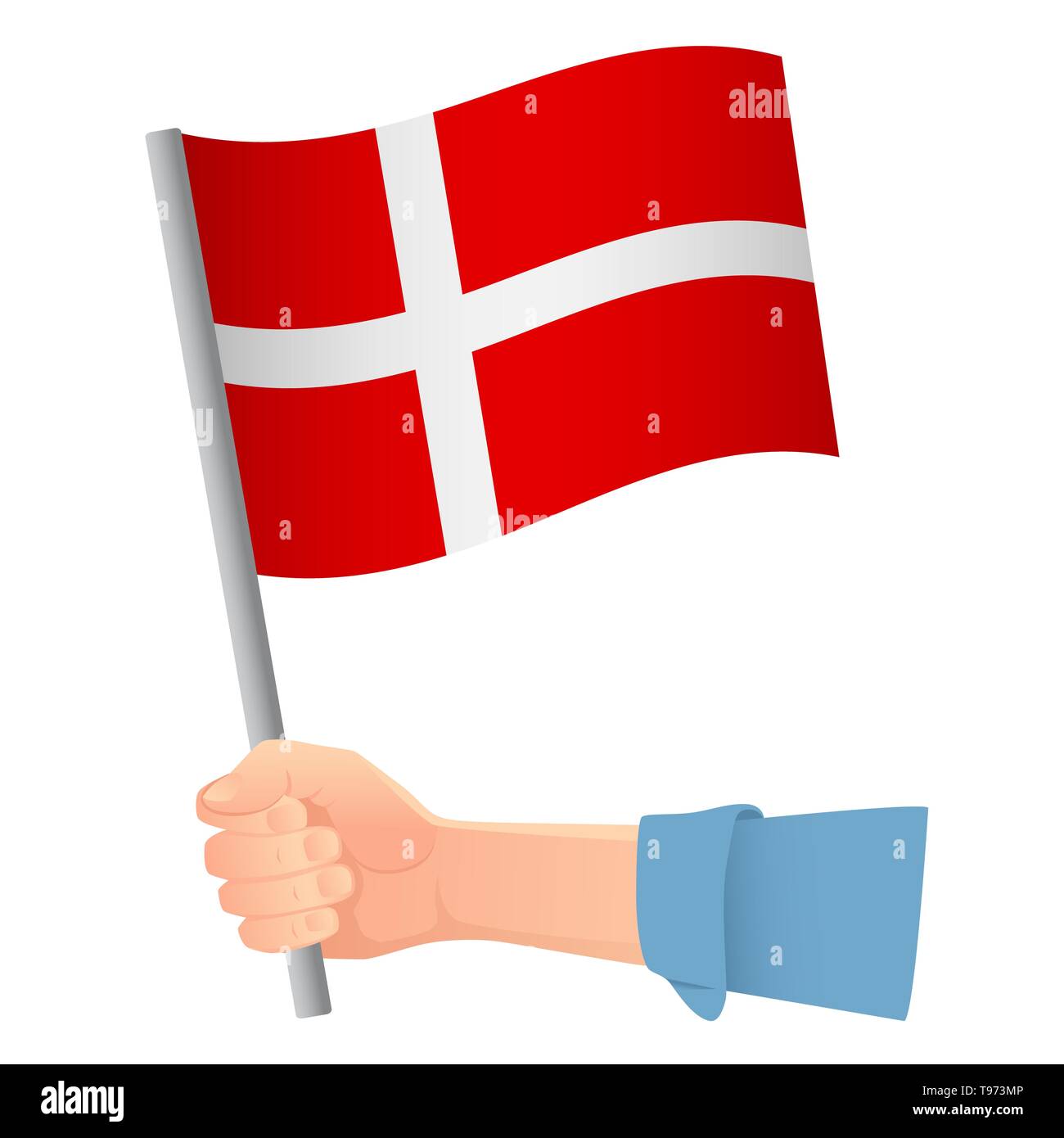 Denmark flag in hand. Patriotic background. National flag of Denmark ...