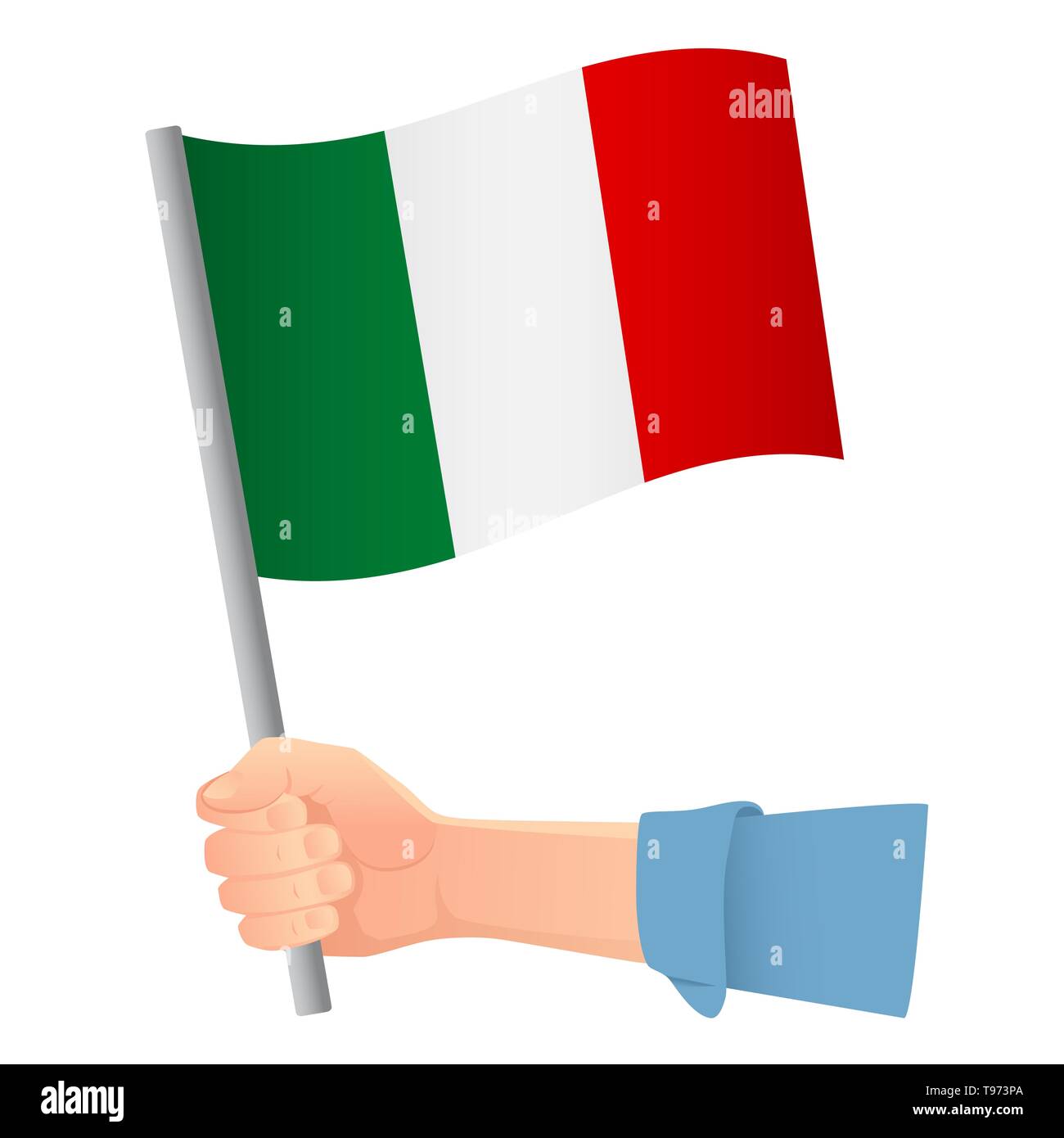 Italy flag in hand. Patriotic background. National flag of Italy ...