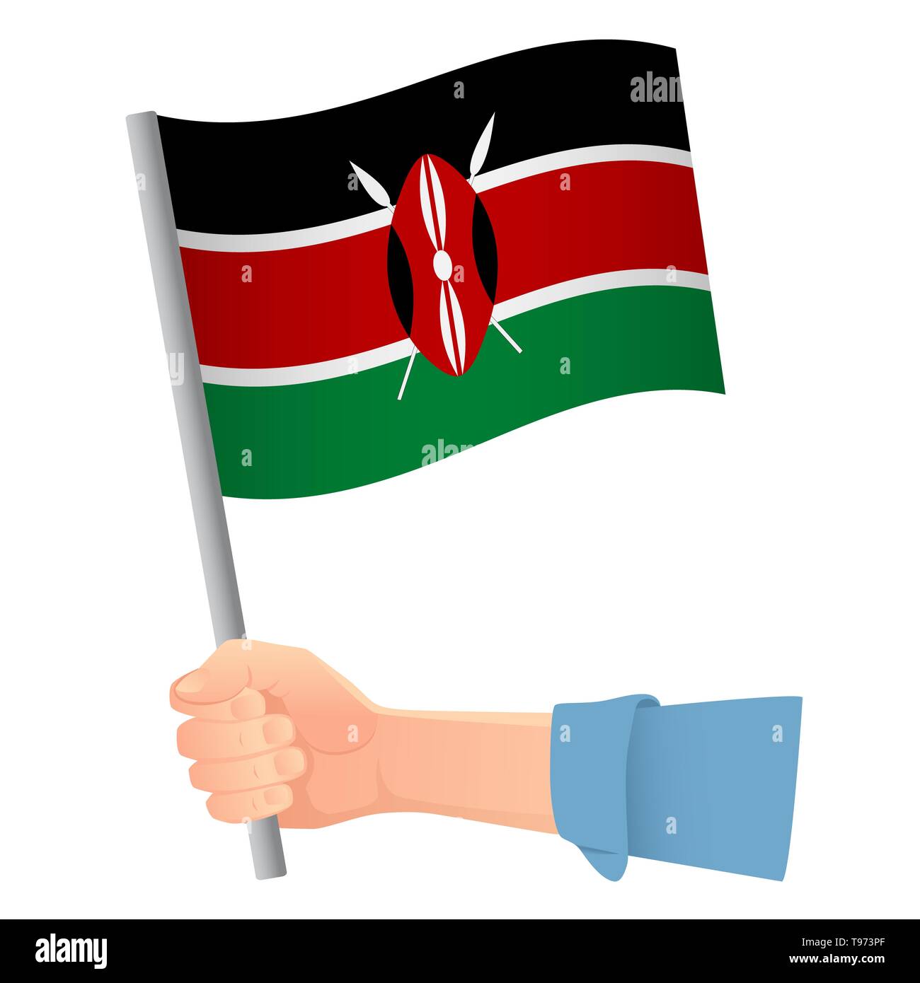 Kenya flag in hand. Patriotic background. National flag of Kenya ...