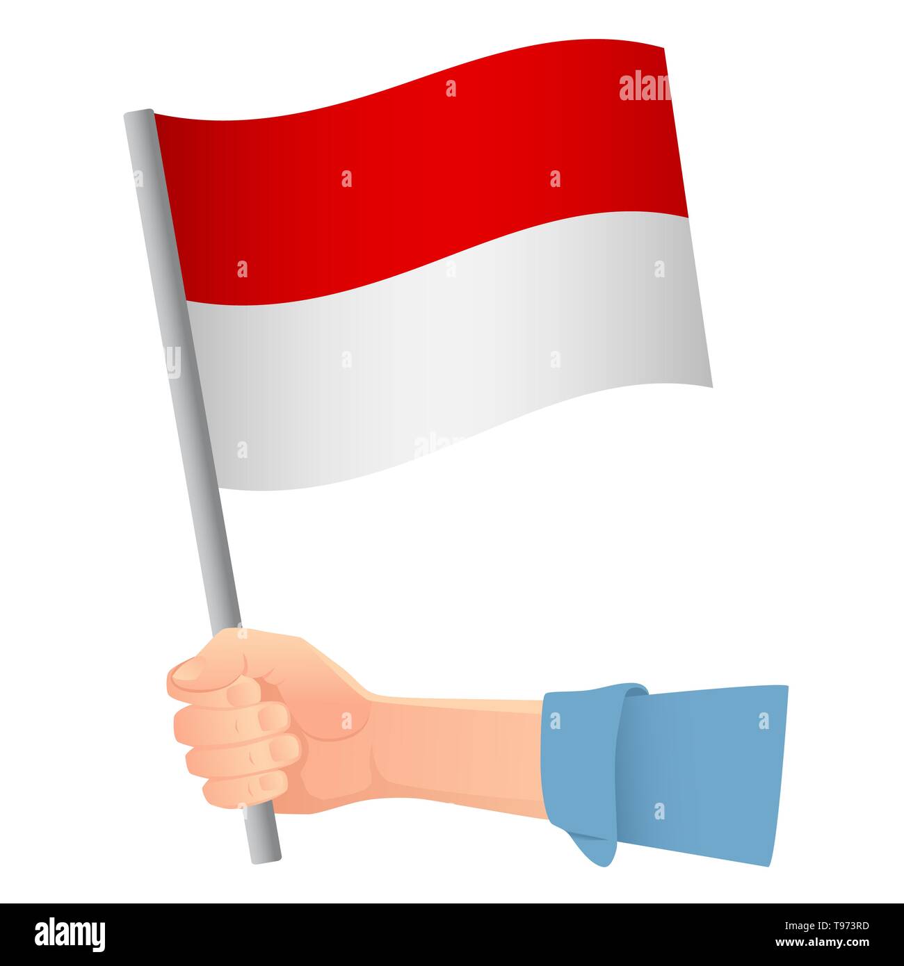 Monaco flag in hand. Patriotic background. National flag of Monaco ...