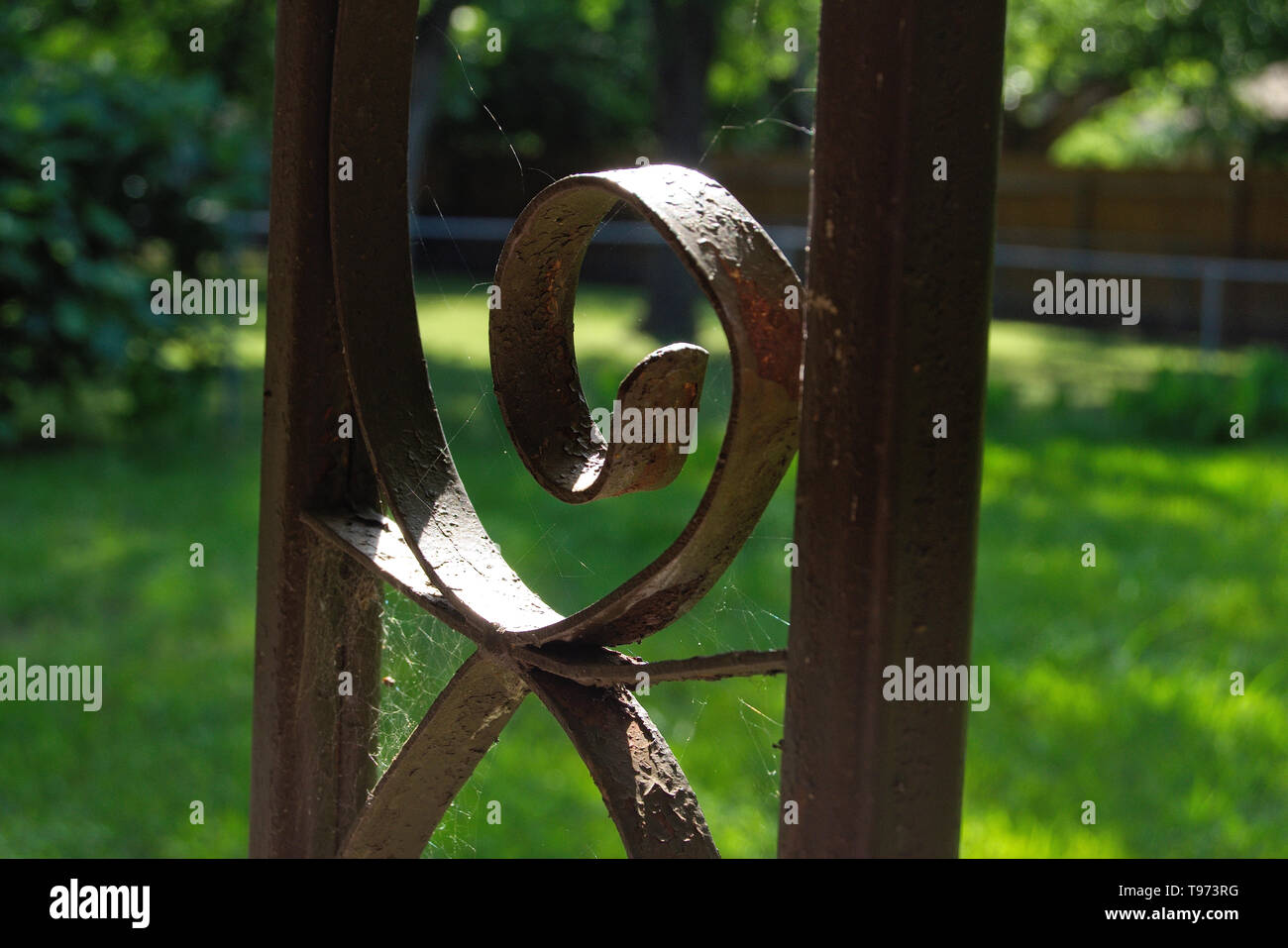 Wrought iron column decoration Stock Photo - Alamy