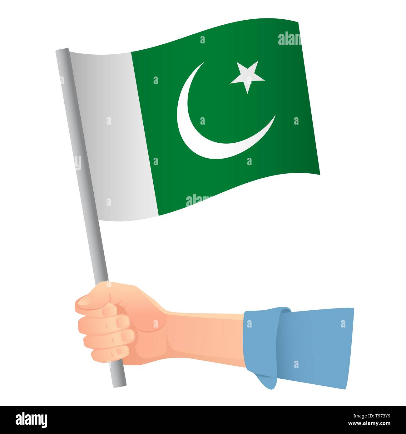 Pakistan flag in hand. Patriotic background. National flag of Pakistan ...