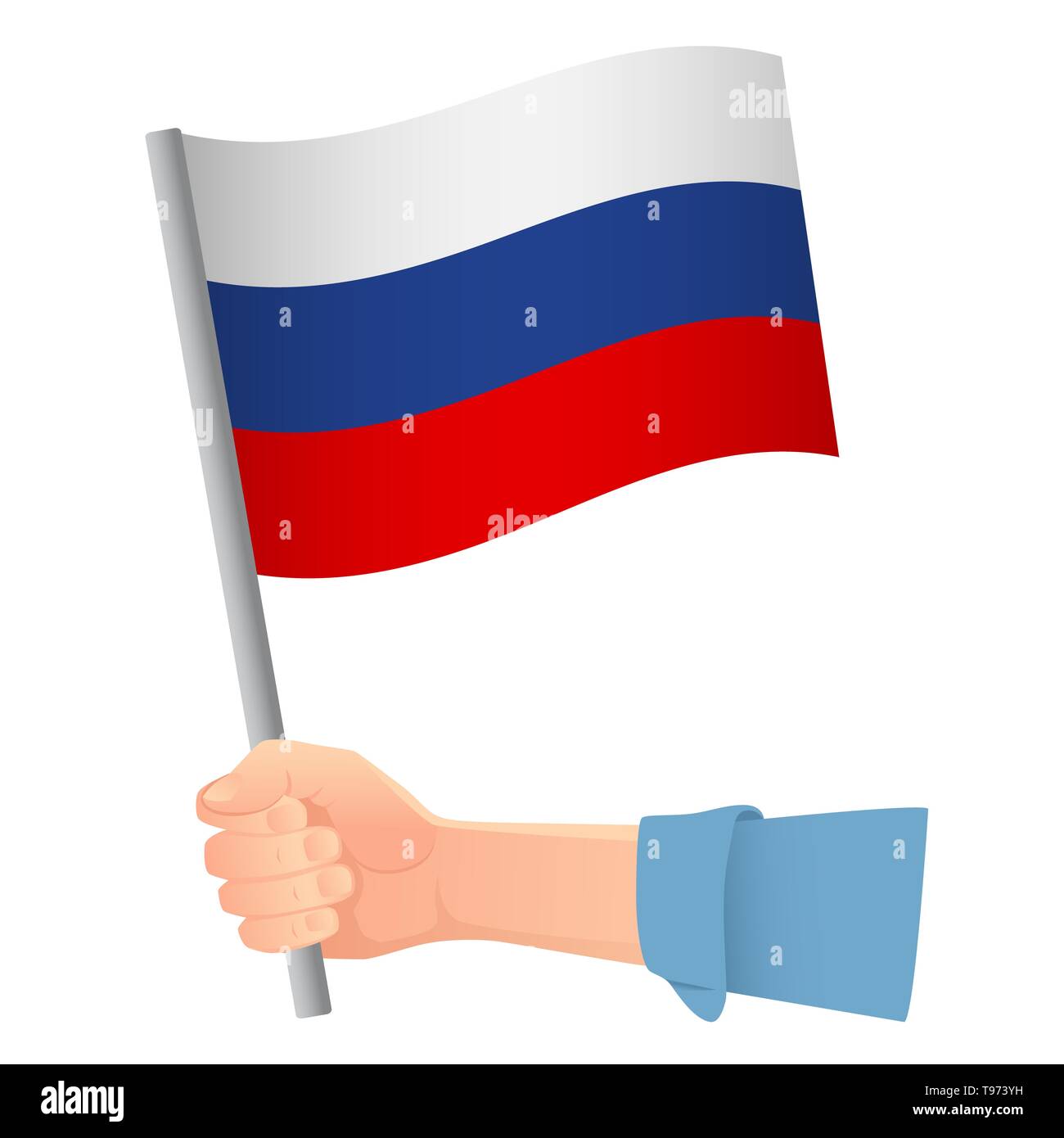 Russia flag in hand. Patriotic background. National flag of Russia ...
