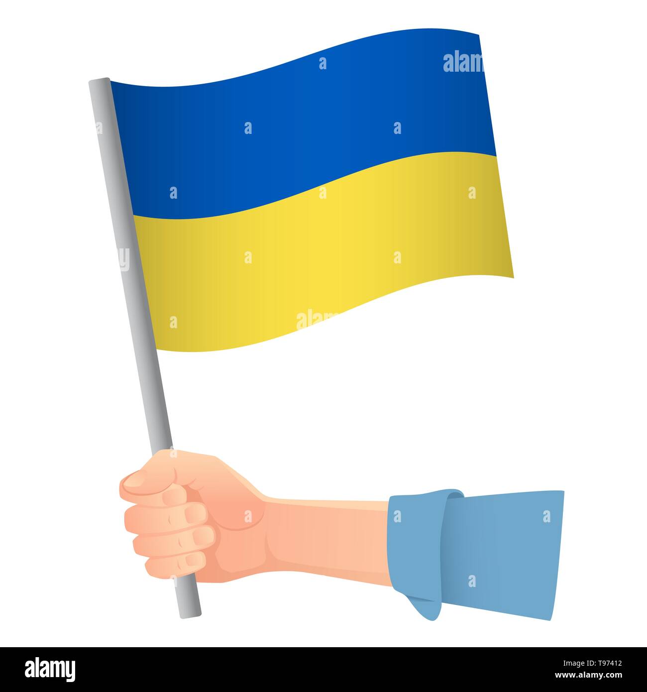 Ukraine flag in hand. Patriotic background. National flag of Ukraine ...